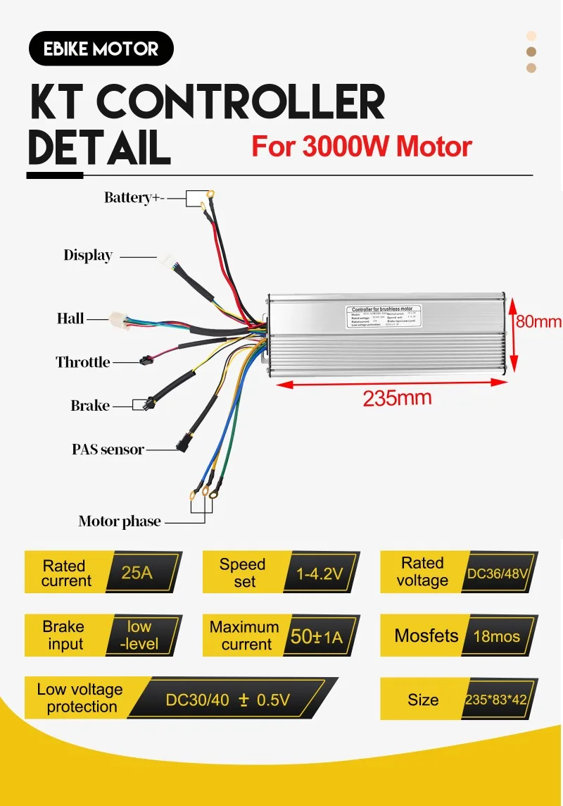 KUNRAY Fat Bike Conversion Kit 48V 72V 3000W 1500W 1000W Rear Wheel ...