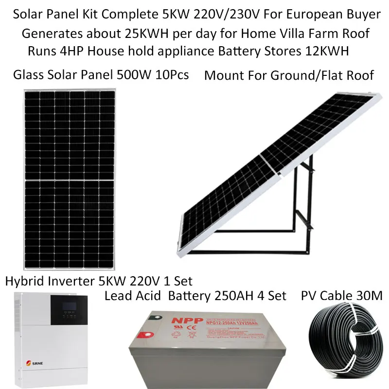 Solar System For Home Complete Kit 5000W 5KW 220v 110V, 60% OFF