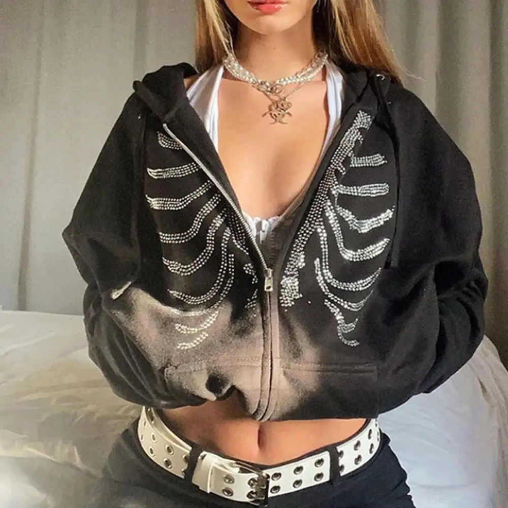 Rhinestone-Skeleton-Hoodies-Y2K-Clothes-Gothic-Retro-Coats-Women-Zip-Up-Jacket-Harajuku-Hooded ...