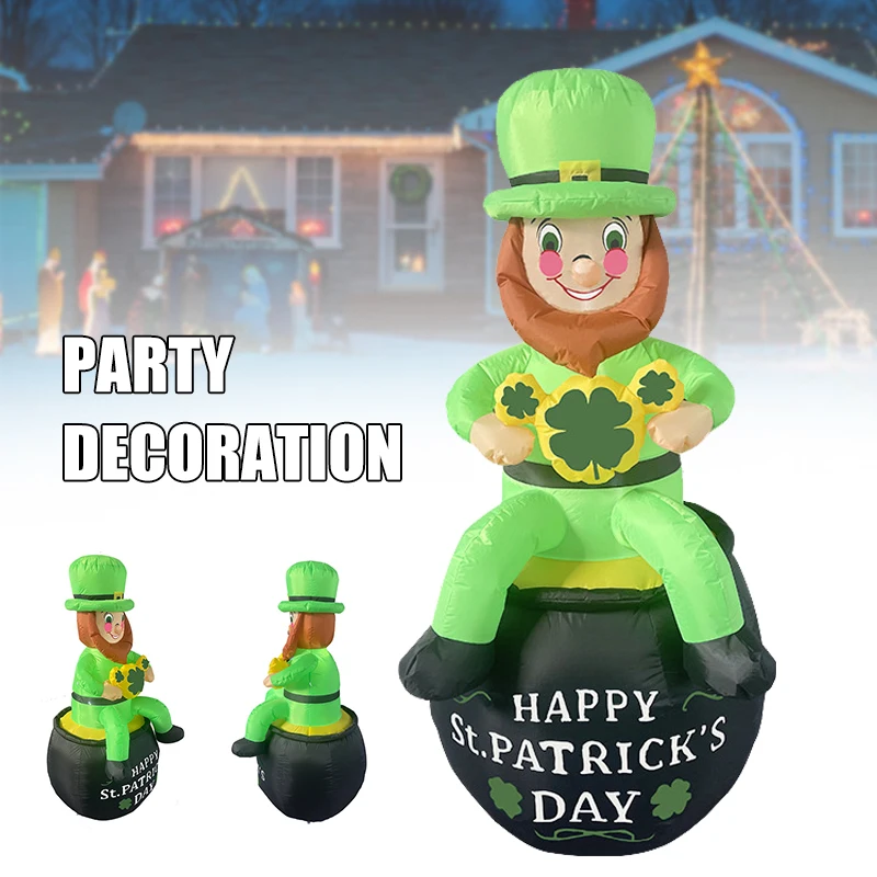 1.8M Luminous Inflatable Old Man with Black Beers Pot Toy Cute Lucky ...