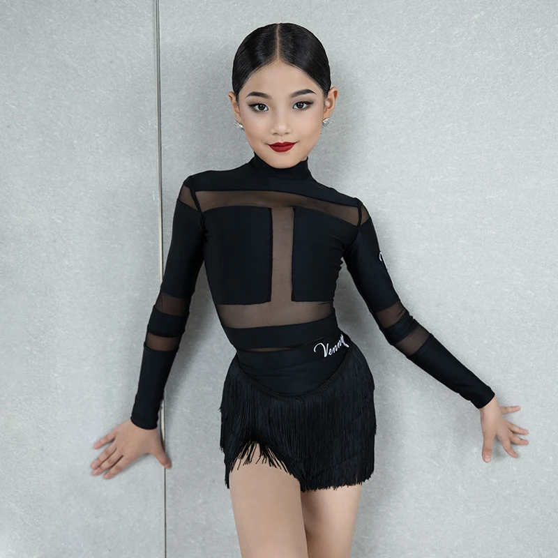 Venny-Latin-Tanz-kleid-M-dchen-und-Kinder-Quaste-Halbrock-Trainings ...