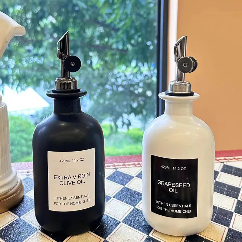 Household ceramic soy sauce bottle leakproof automatic open oil bottle ...