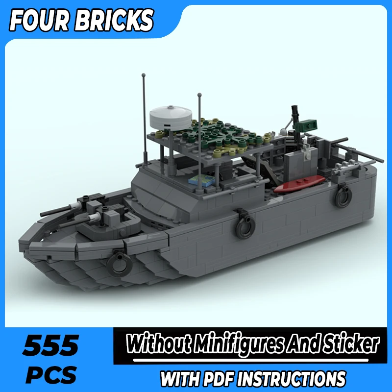 Moc Building Bricks Classic Ship Model Patrol Boat River PBR Technology ...