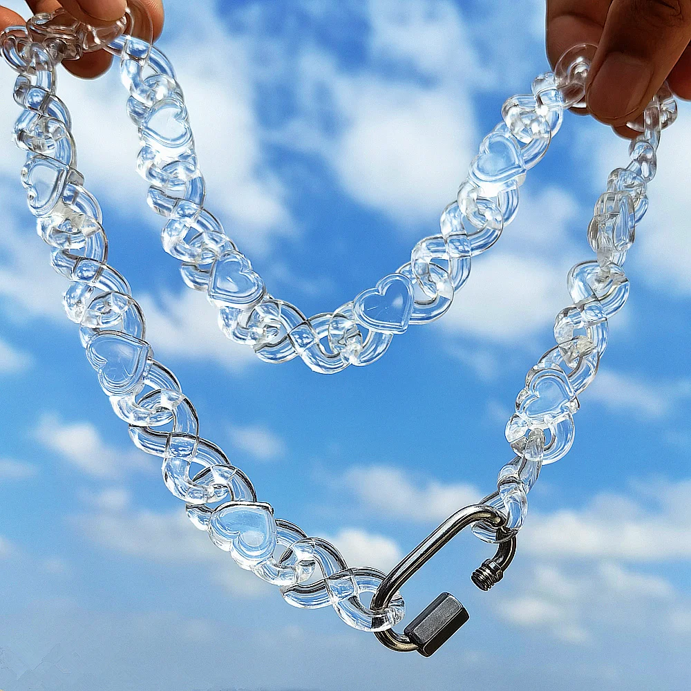 Fashion Acrylic Transparent Heart shaped Infinity Chain Necklace for ...