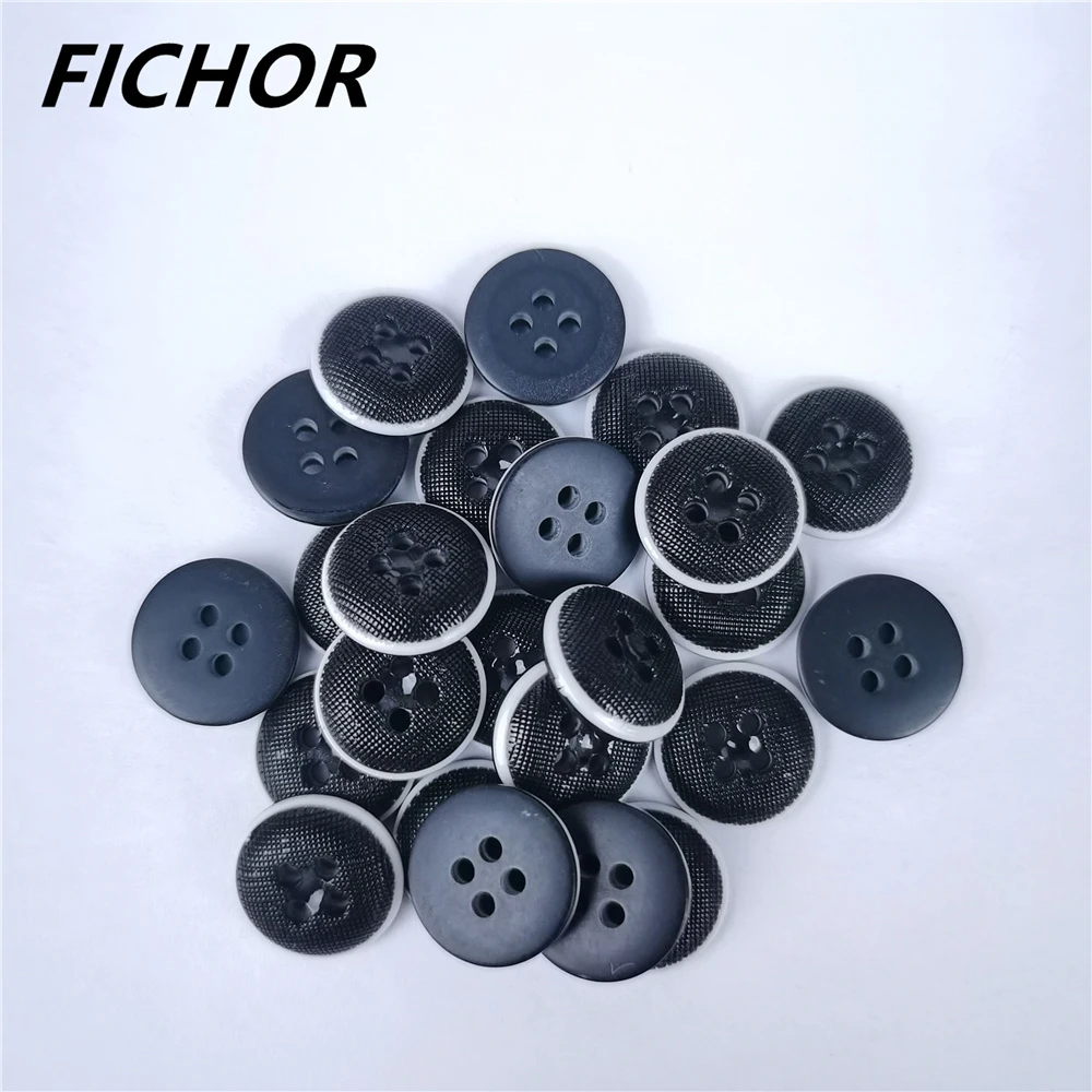 30/50pcs 12.5mm 4 Holes White Border Black Buttons Handmade Decorative ...