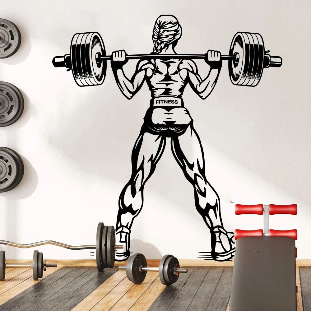 Large-Gym-Girl-Workout-Muscle-Wall-Sticker-Crossfit-Bodybuilding ...