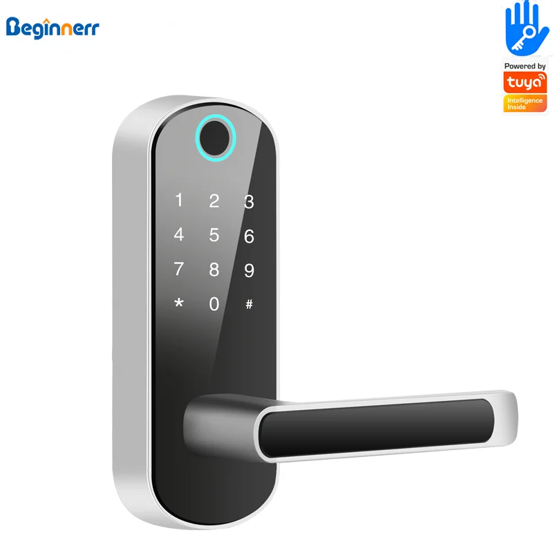 Single-latch-Keypad-Electronic-door-lock-Silver-Black-Fingerprint-M1 ...