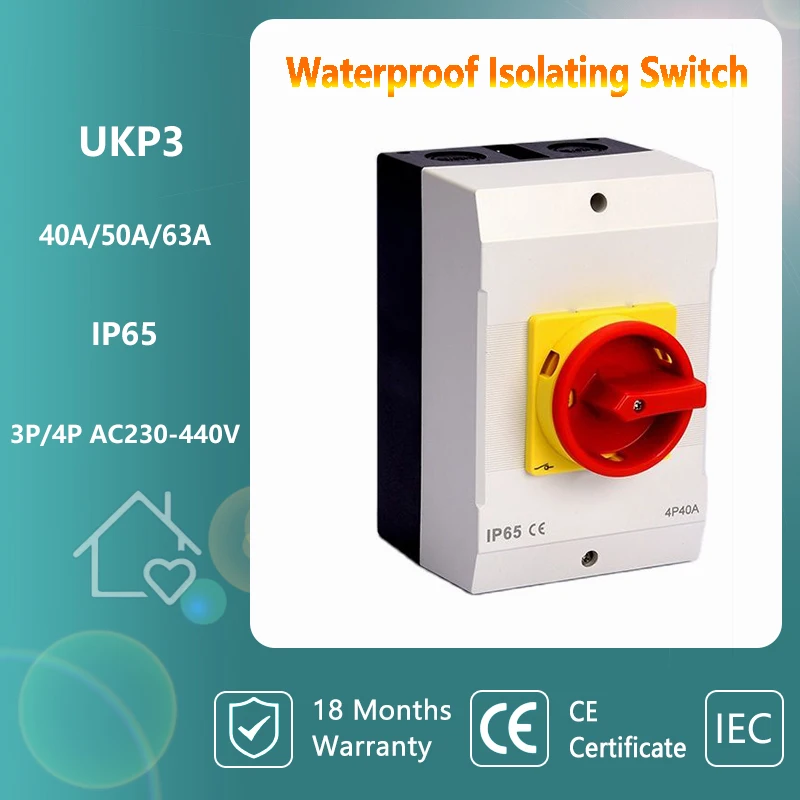 4Pole-63A-40A-50A-440V-Disconnecting-Switch-AC-Load-Isolator-Waterproof ...