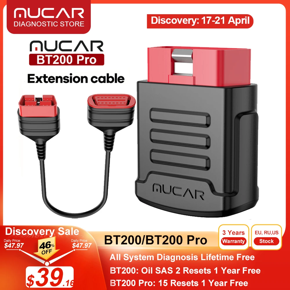 MUCAR BT200 Pro Obd 2 herramientas de diagnóstico automotriz Mucar BT200 Bluetooth obd2 escáner ...