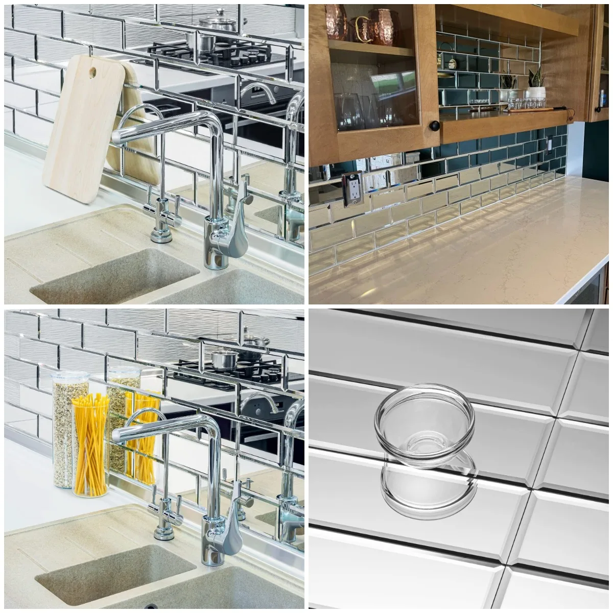 3' X 10' Glass Mirror Subway Backsplash Kitchen Bathroom Beveled Edge ...