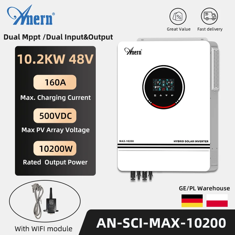 Anern-48V-Hybrid-Solar-Inverter-10200W-8200W-230VAC-Grid-Tie-Inverter ...