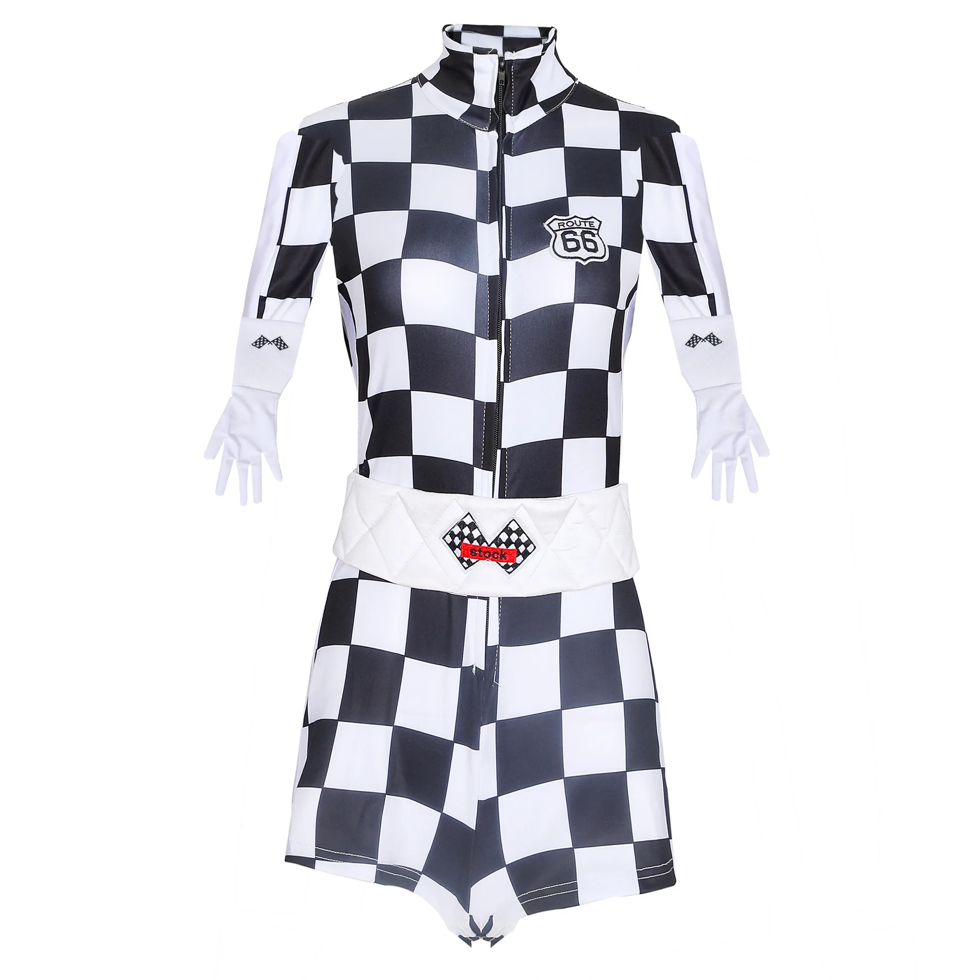 Hot-Sale-Professional-Cosplay-Black-Checkerboard-Racing-Girl-Jumpsuit ...