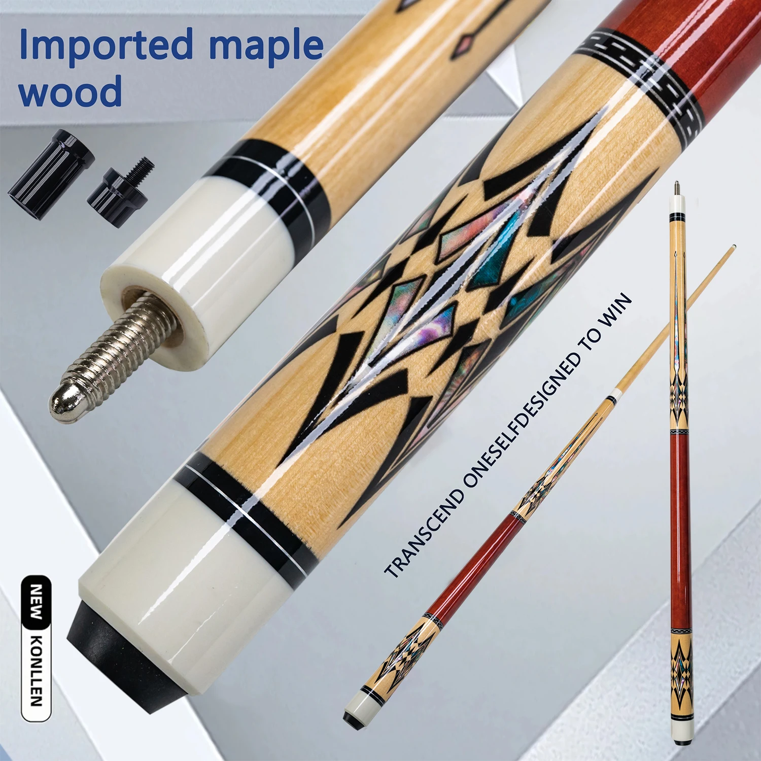 Professional-Hardwood-Redwood-Colorful-Diamond-Billiards-Cue-Stick-13mm ...