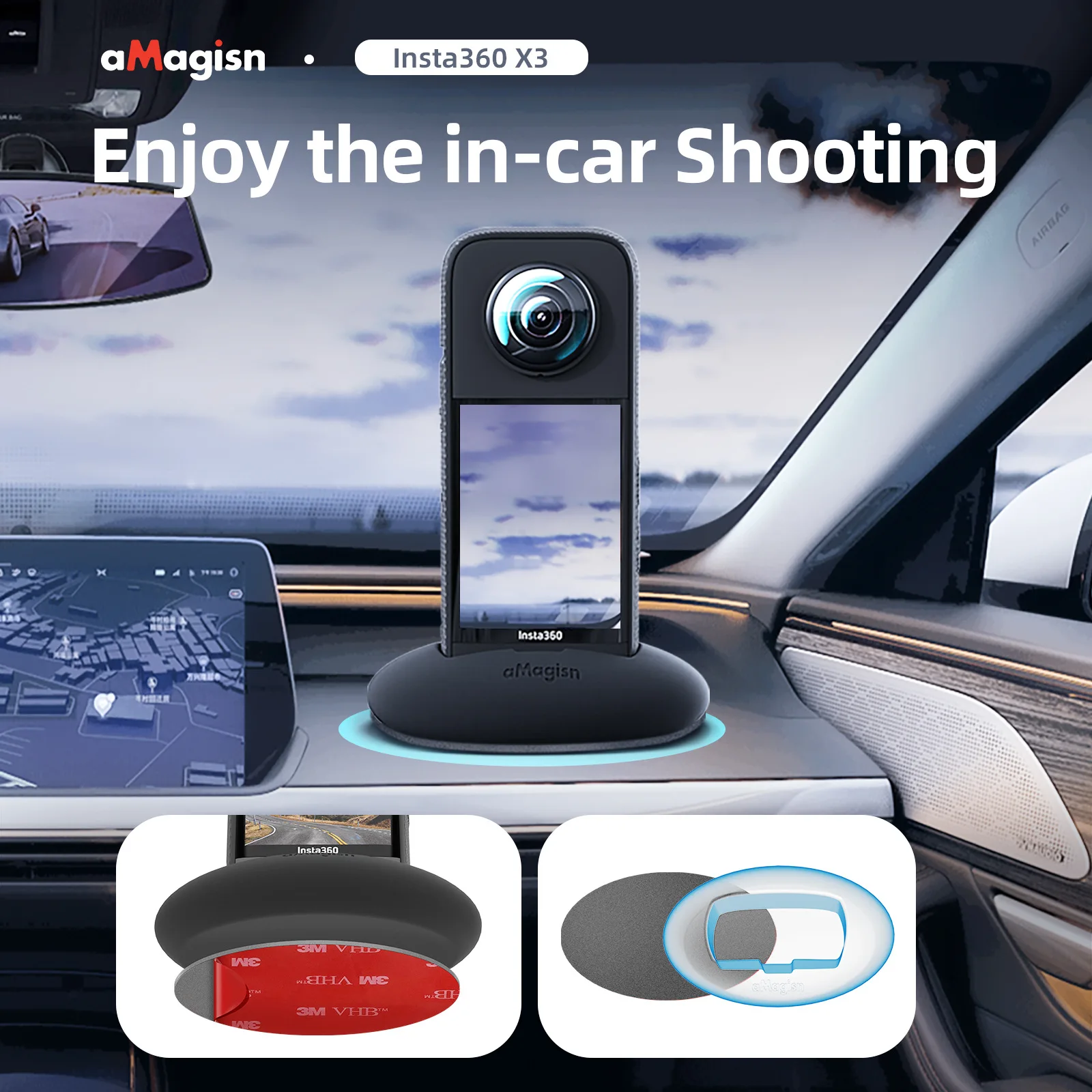 AMagisn Für Insta360 X3 Action Kamera Onboard Aufrecht Stehen Basis Halter Auto Halterung Für ...