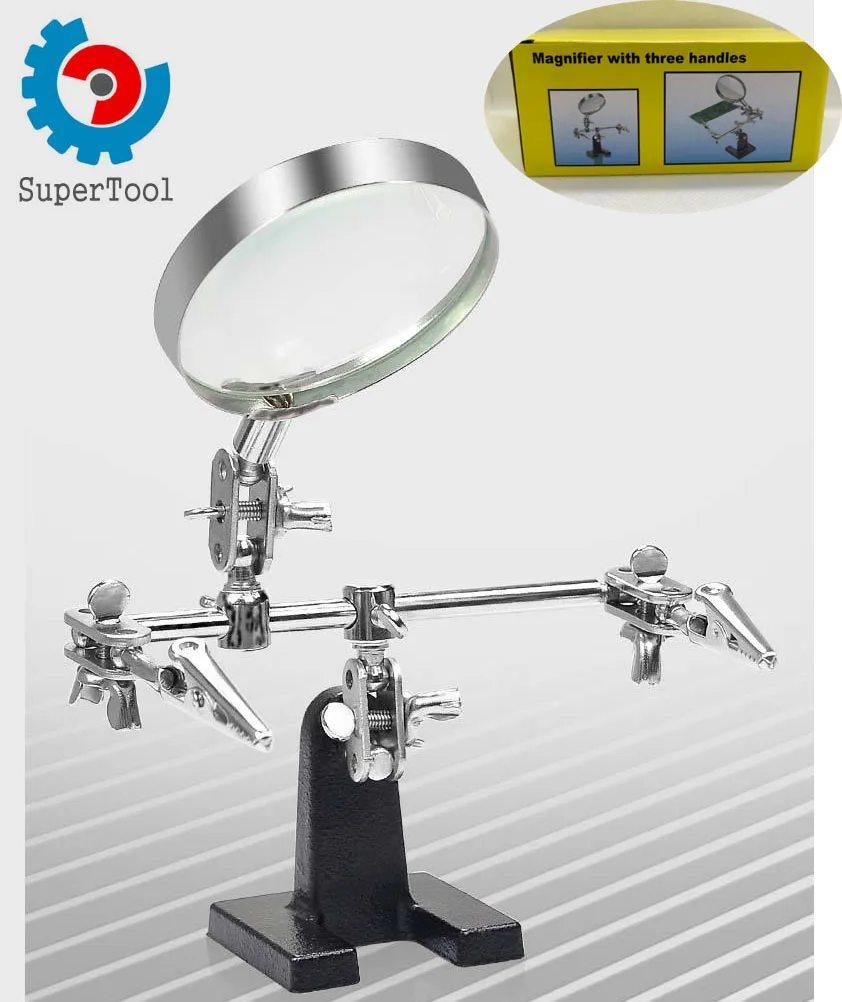 Helping-Third-Hand-Tool-Soldering-Stand-with-5X-Welding-Magnifying ...