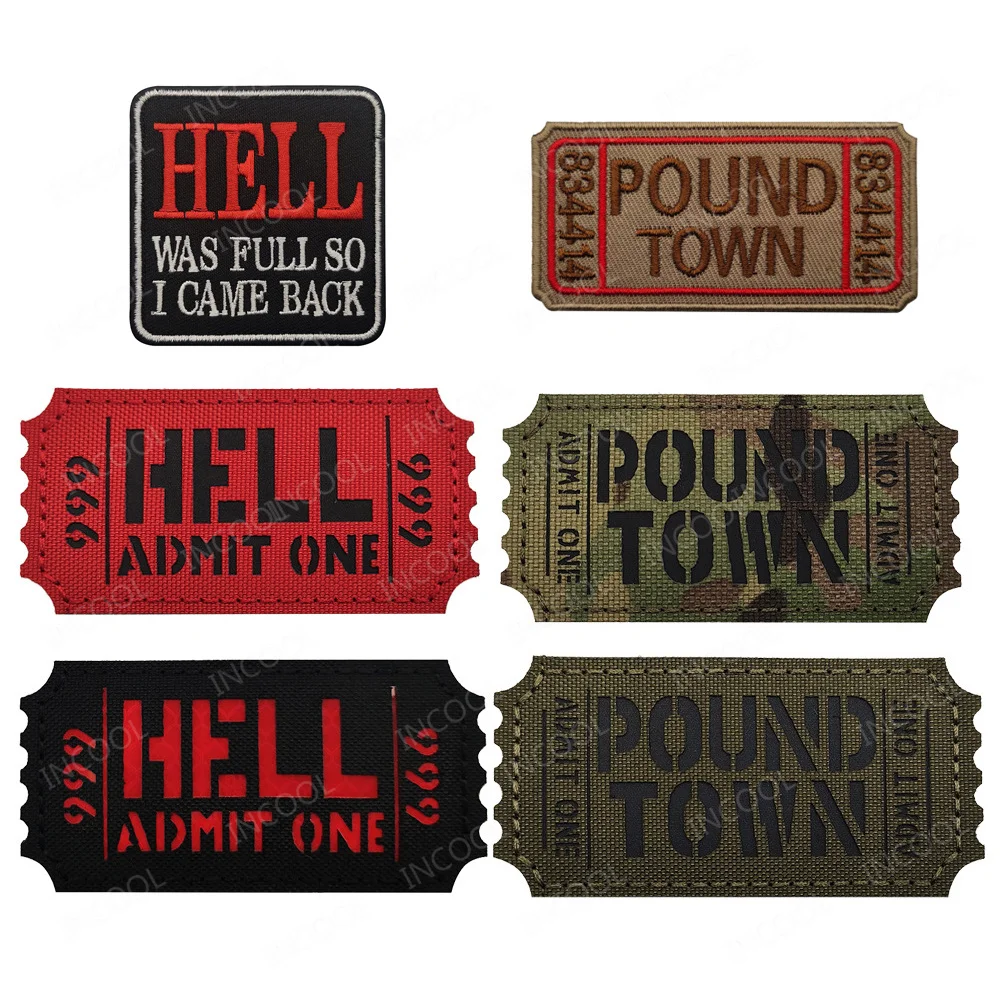 Laser Cutting IR Reflective Pound Town Admit One Ticket Patches Hell I ...