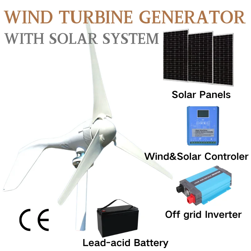 800W Horizontal Wind Turbine Generator 12V 24V 48V Powerful Dynamo Free ...