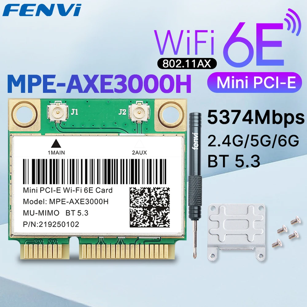 FENVI-WiFi-6E-Mini-PCI-E-WiFi-Card-MPE-AXE3000H-5374Mbps-2-4G-5G-6Ghz ...