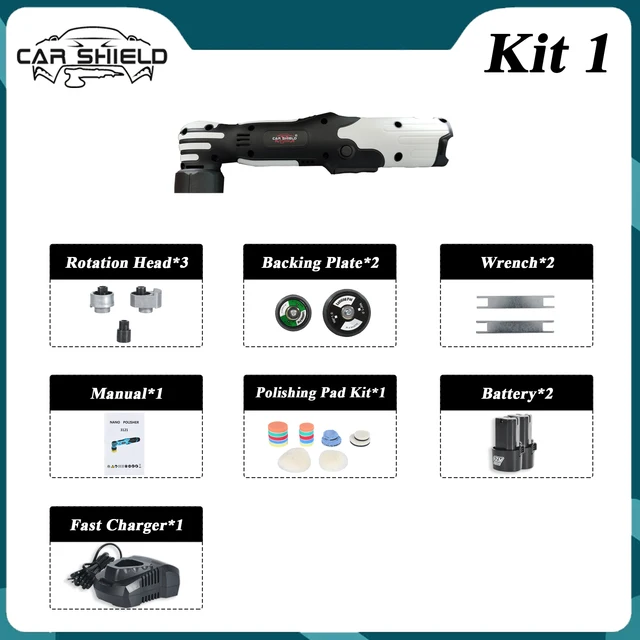 Car Shield 12V Cordless Mini Nano Polisher RO/DA Wireless Detail ...
