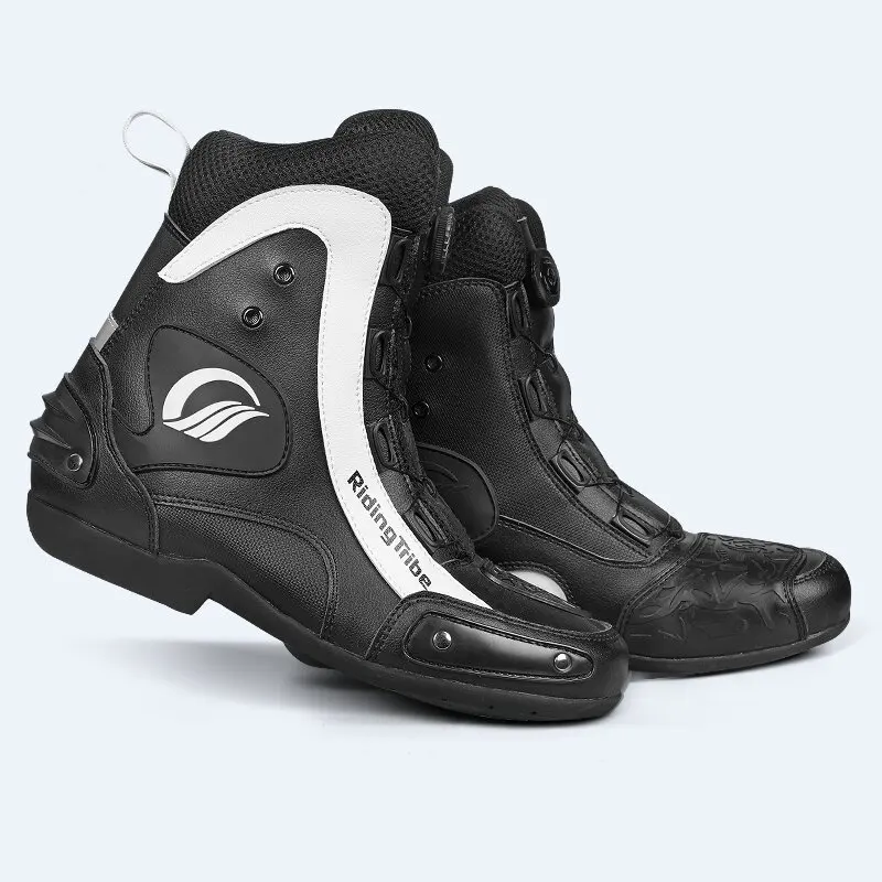 Motorcycle Boots Men Riding Botas Swivel Button Laces De Moto ...