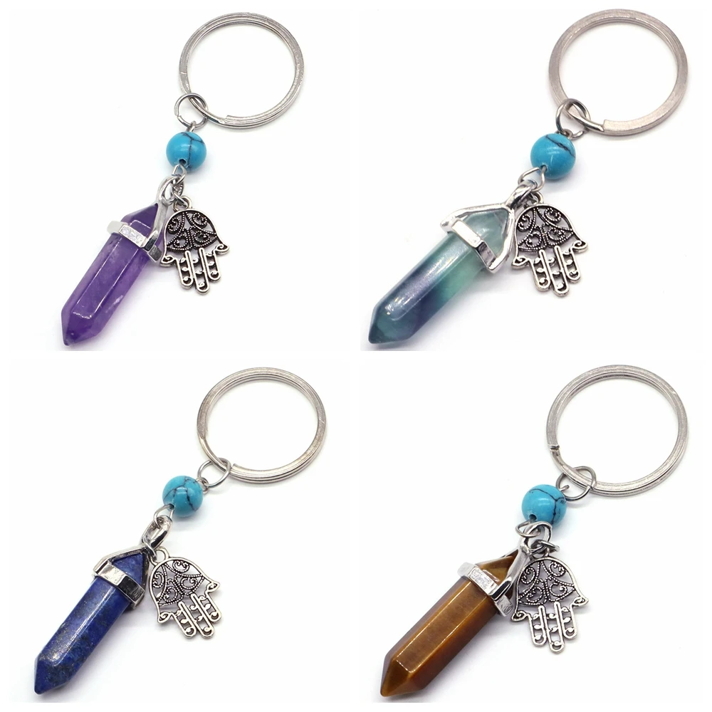 Chain-Eye-Hand-Hexagonal-Column-Natural-Stone-Keychain-Healing-Crystal ...