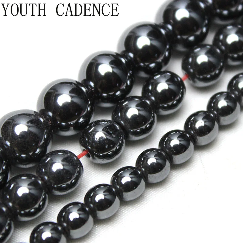 Natural-Stone-Black-Hematite-Round-Loose-Beads-For-Jewelry-Making-DIY ...