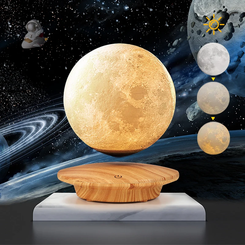 3D Moon Lamp Floating Magnetic Levitation Night Light 3Colors Bedroom ...