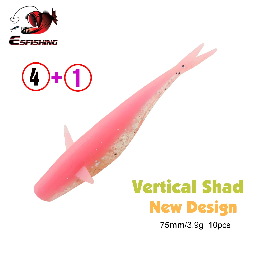 ESFISHING-New-Soft-Lure-Vertical-Shad-75mm-10pcs-Fin-Wing-Plastic-Bait ...