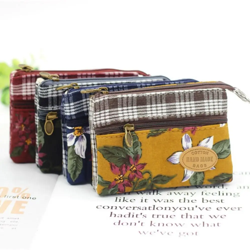 Flower Printed Coin Purse Cotton Fabric Small Item Bag Small Storage ...