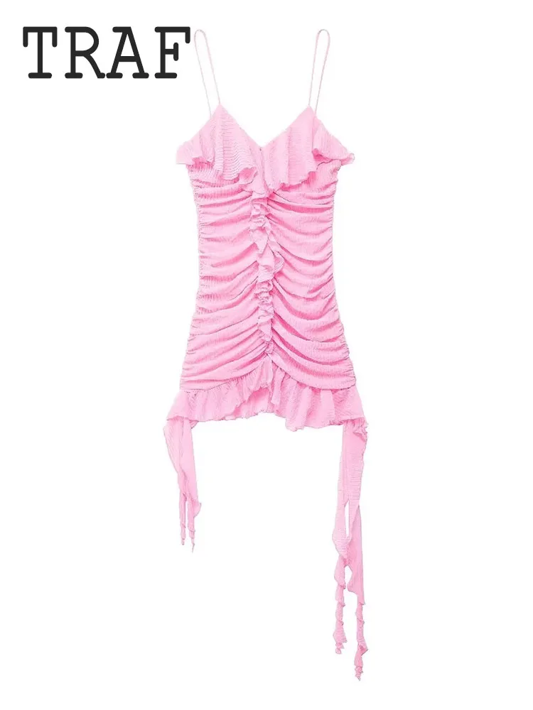 TRAF-minivestido-plisado-con-decoraci-n-para-mujer-vestidos-cortos ...