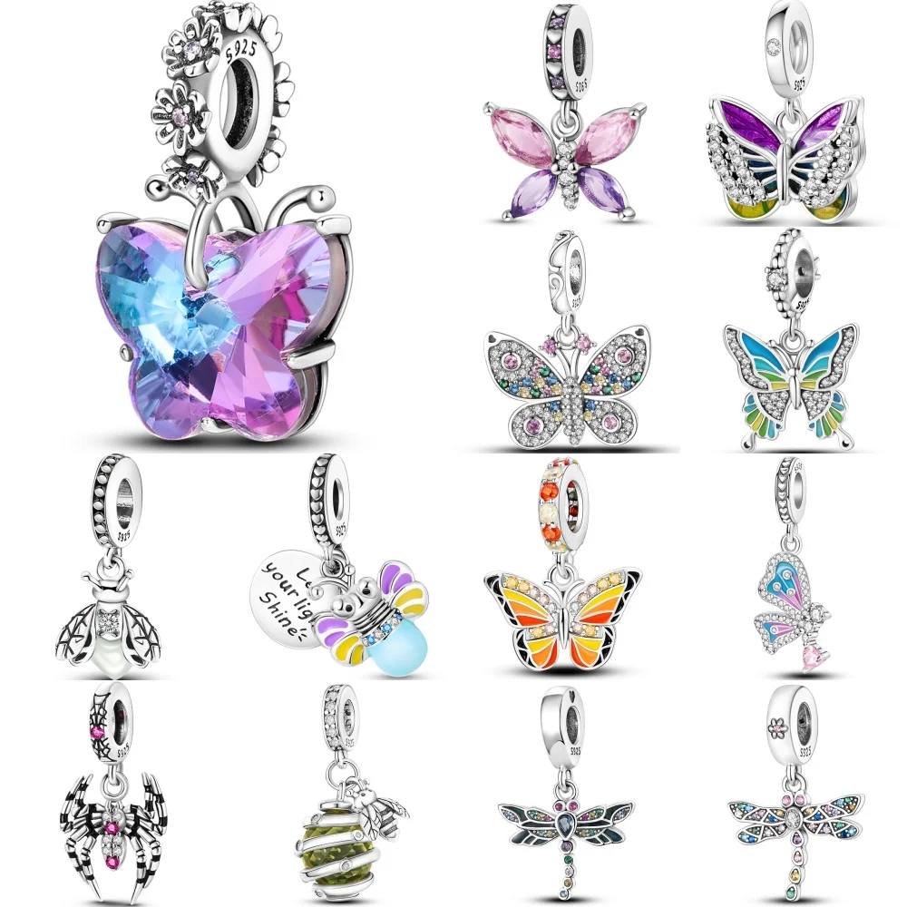 925-Sterling-Silver-Butterflies-Dragonflies-Insect-Series-Charms-Beads ...