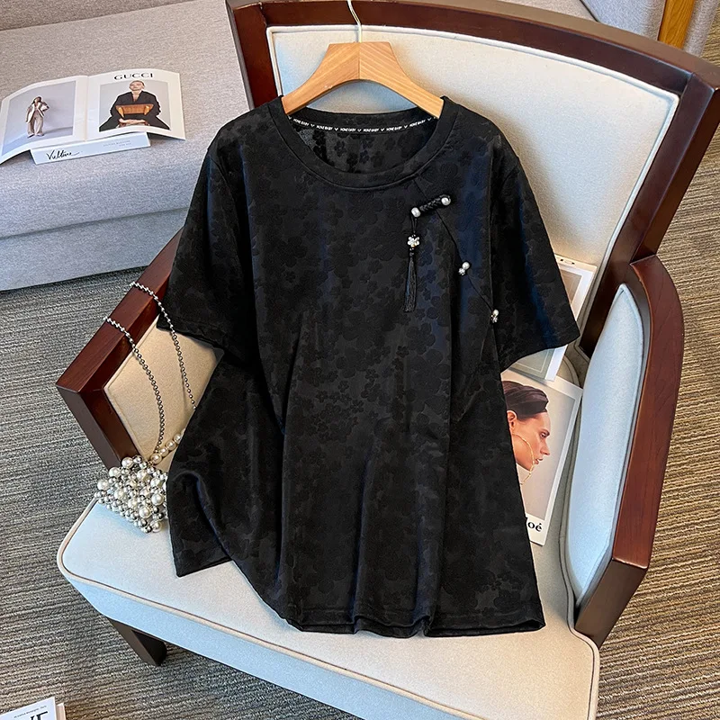 150Kg Plus Size Women's Bust 154 Summer Loose Lace Sweet Silk Shirt O ...