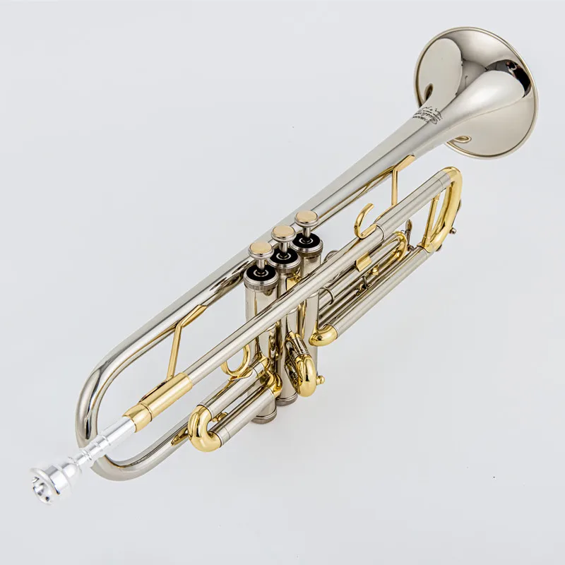 Trompete-Profissional-com-Estojo-de-Couro-Bb-Lat-o-Liso-Banhado-a-Prata ...