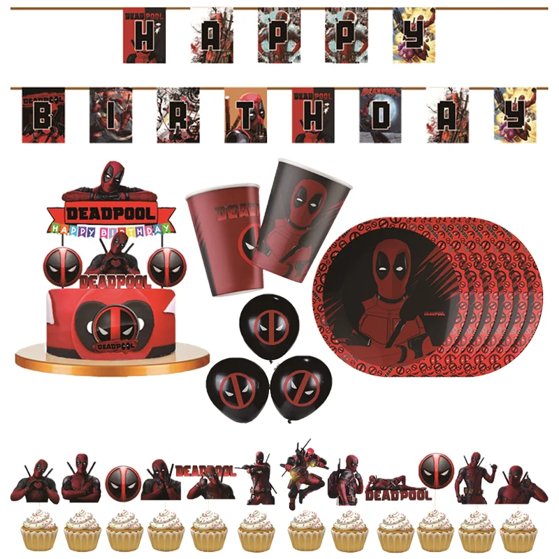 DEADPOOL-Birthday-Party-Decorations-Disposable-Tableware-Cake-Topper ...