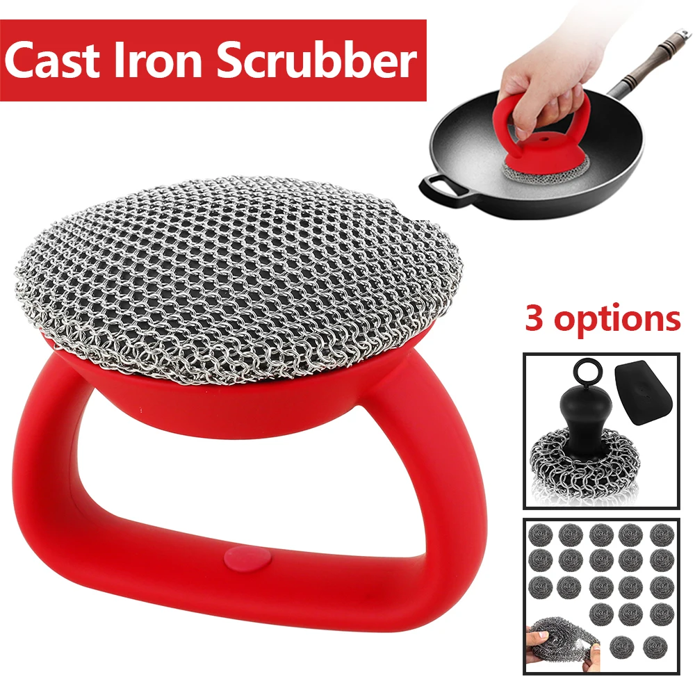 Cast-Iron-Scrubber-316-Stainless-Steel-Chainmail-Scrubber-Reusable-Anti ...