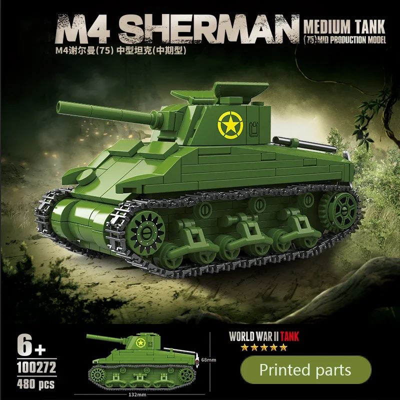 US-Army-Military-World-War-WW2-M4-Sherman-75-Medium-Tank-Building ...