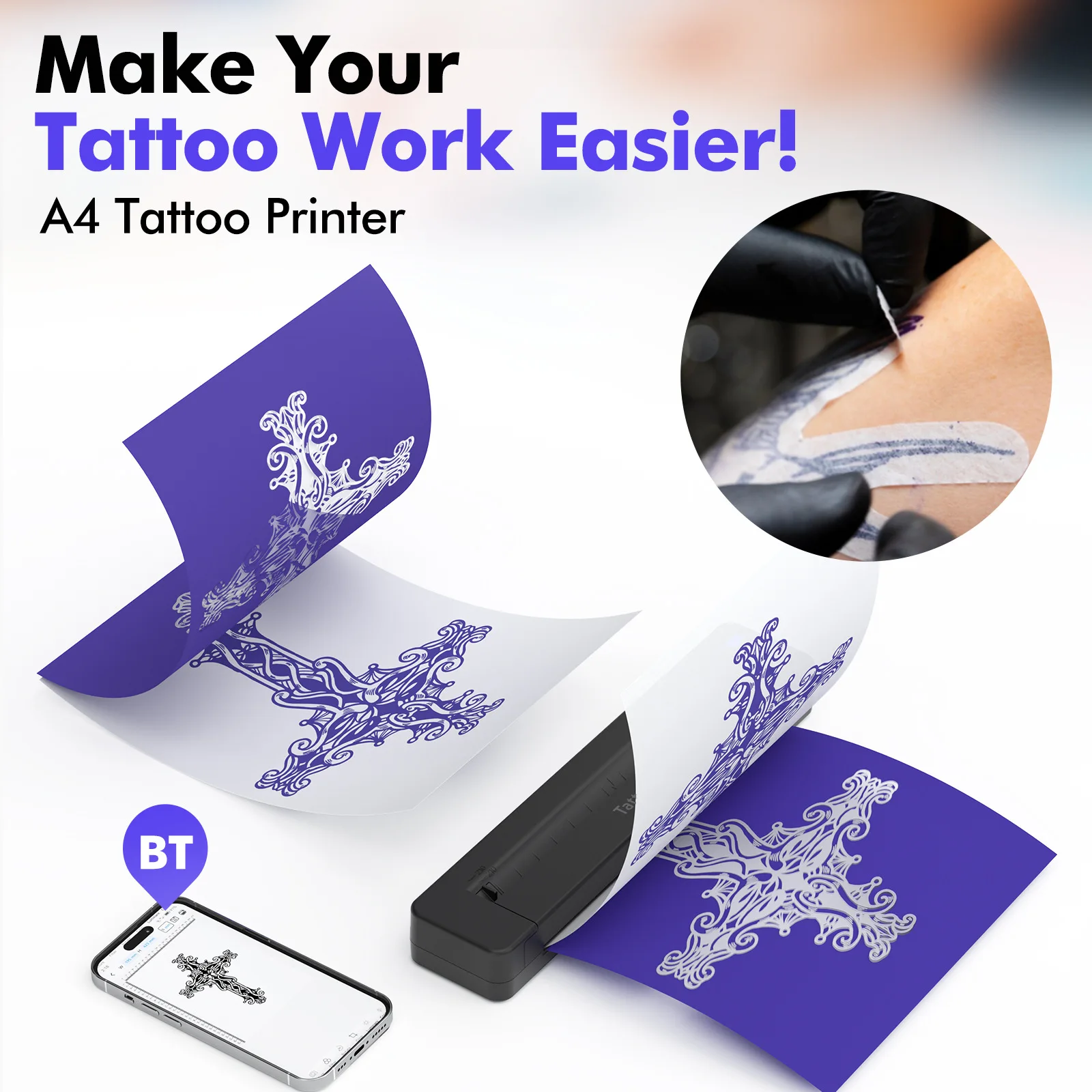 A4-HD-Tattoo-Printer-Paper-Portable-Thermal-No-ink-Printer-Office ...