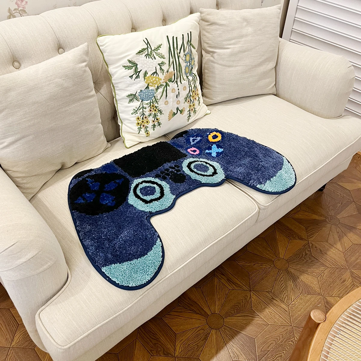 Gamer-Controller-Shaped-Tufted-Rug-Plush-Comfort-Non-Slip-Game-Room ...