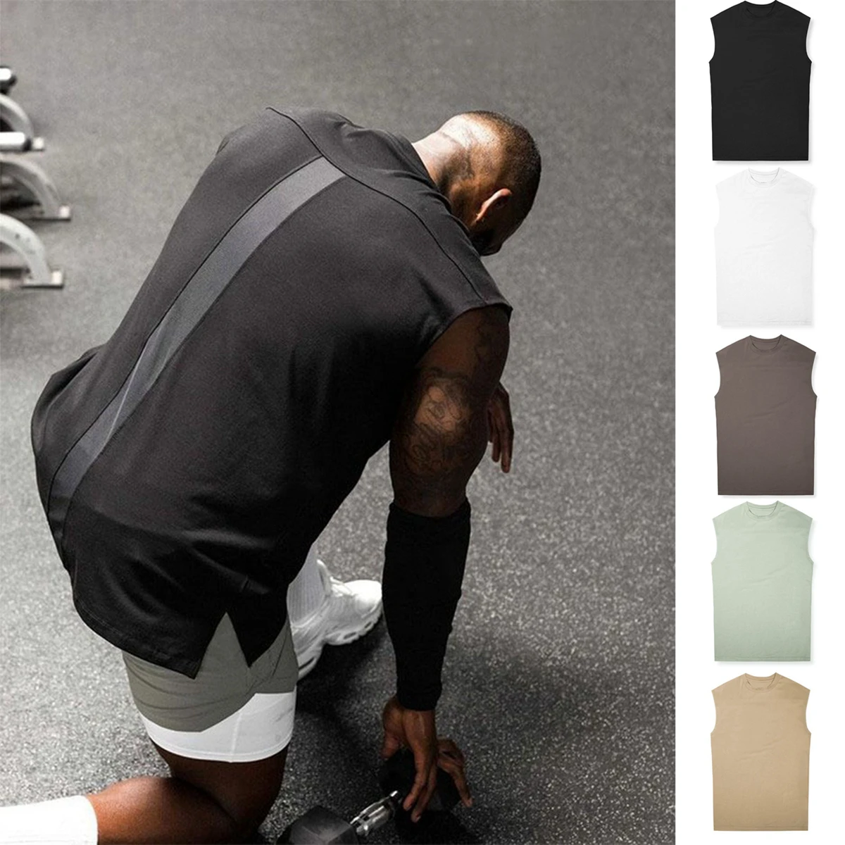 Men-s-Cotton-Sleeveless-Shirts-Loose-Vest-Gym-Bodybuilding-Fitness-Tank ...