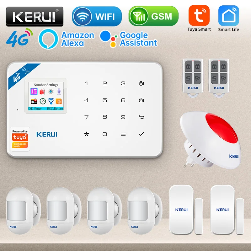 KERUI 4G Wireless Home Alarm Kit WIFI Alarm Security System with Motion ...