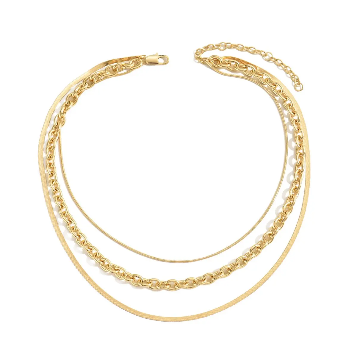 Stylish Gold Layered Chain Necklace Set
