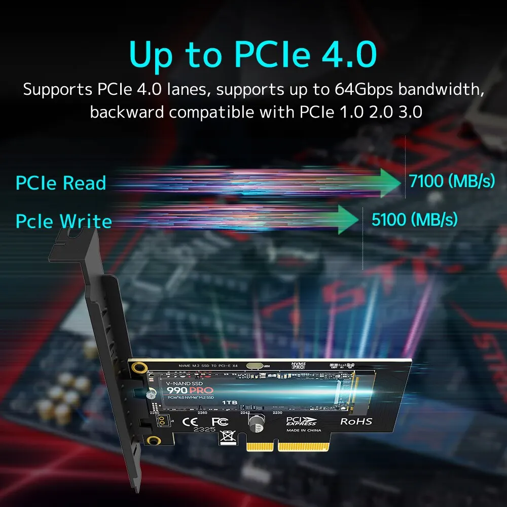 Перехідник JEYI M.2 NVME на PCIe 4.0 3.0 SSD, карта розширення PCIe 4.0 ...