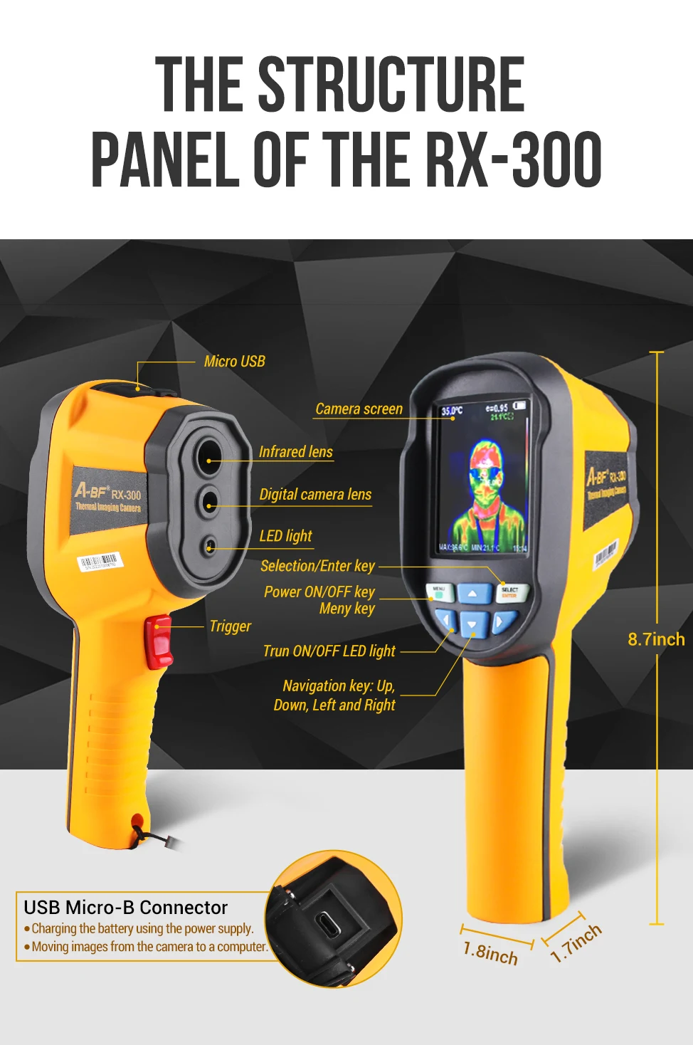 A-BF Infrared Thermal Imager RX-300 -20°C~550°C Industrial Floor ...