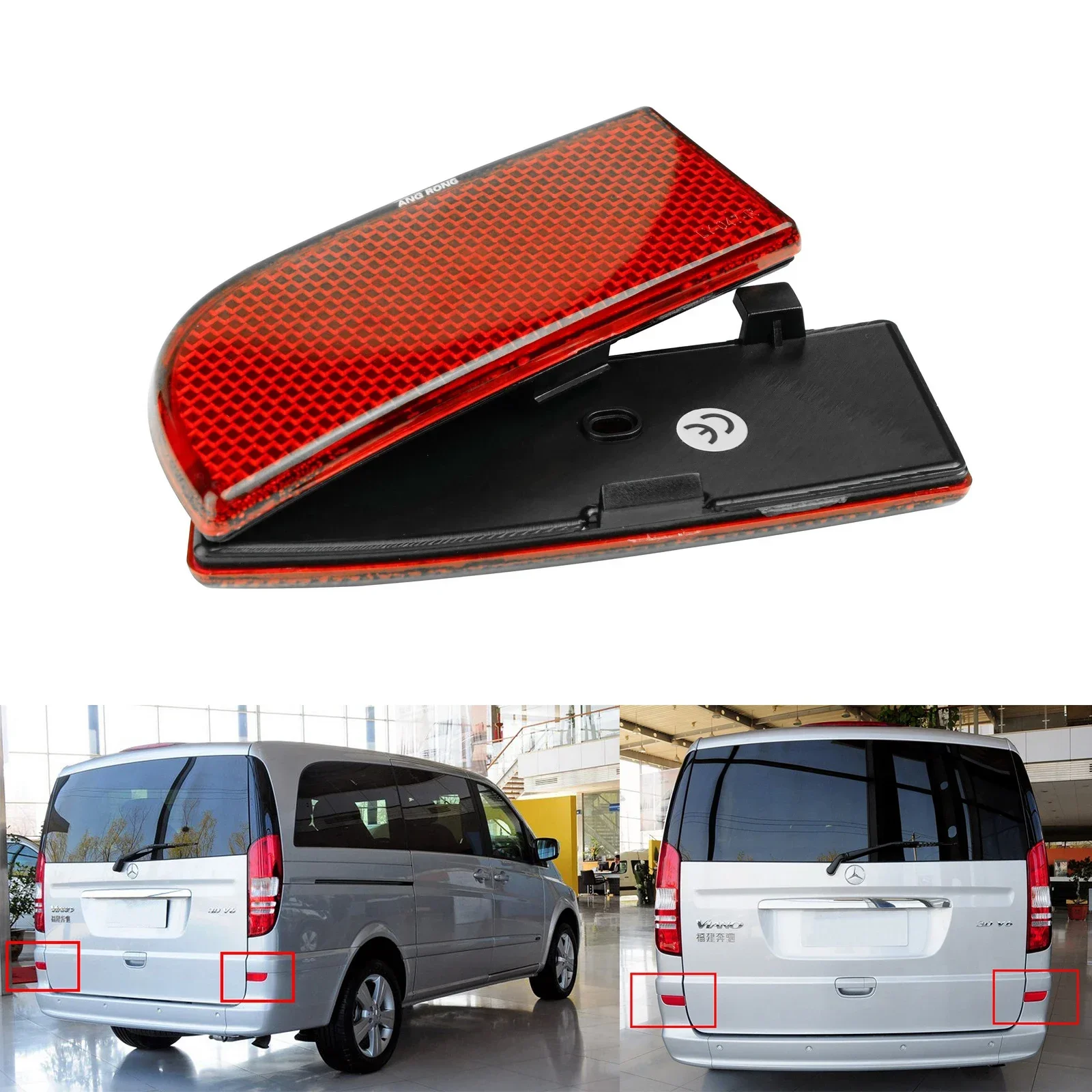 ANGRONG 2x Rear Bumper Reflector Red Lens No Light For Mercedes Benz ...