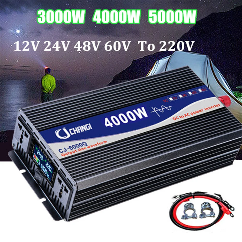3000W/4000W/5000W de Onda Senoidal Pura inversor DC 12V 24 48V Para AC 220 Conversor Voltagem ...
