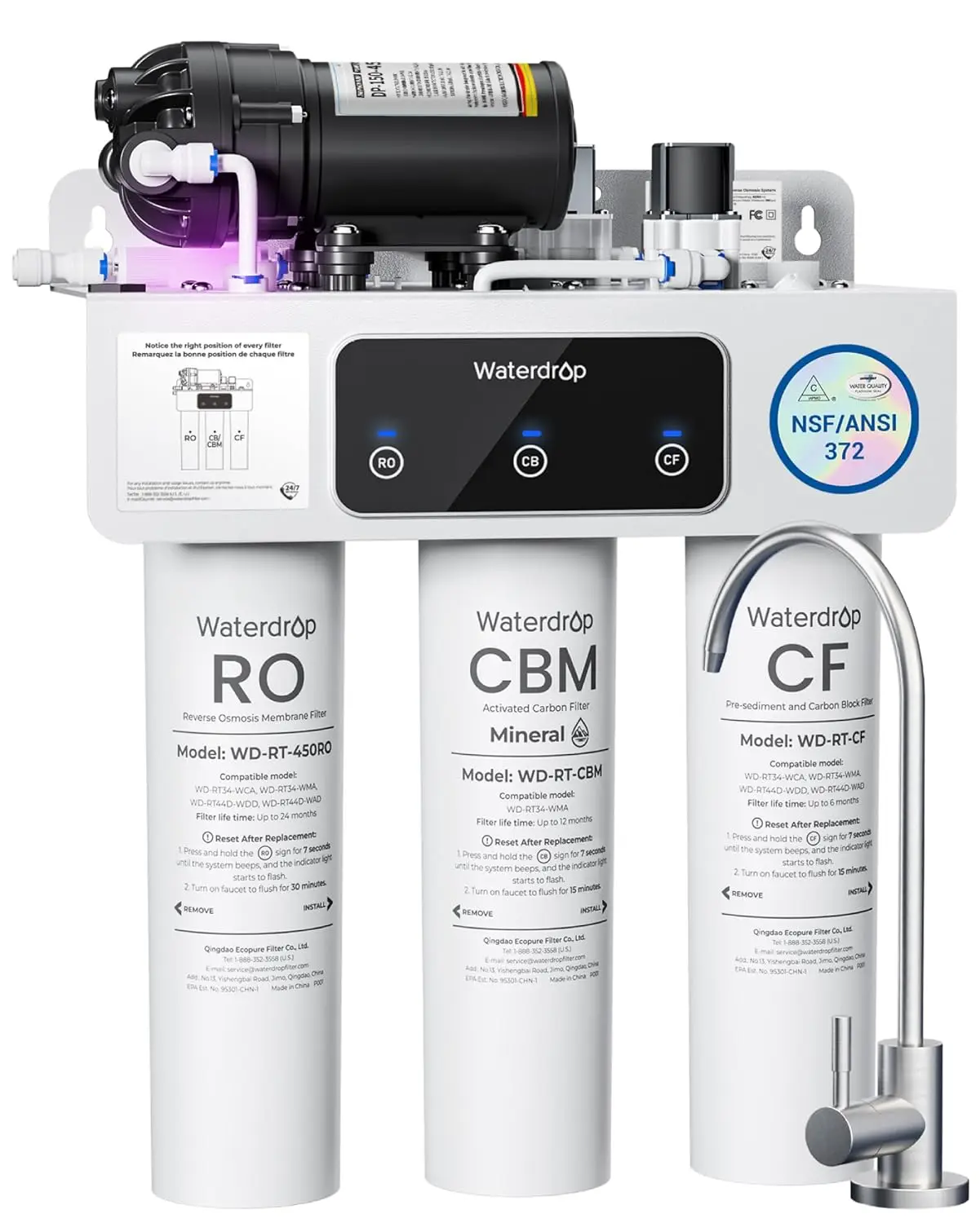 9-Stage Reverse Osmosis Water Filter System, NSF Certified, 450G ...