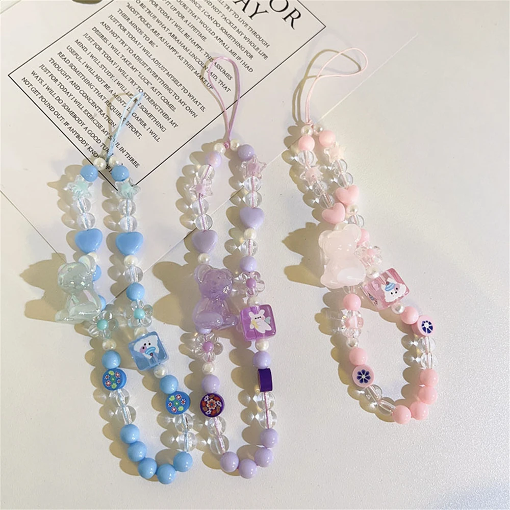 Korean-Cute-Bear-Mobile-Phone-Chains-Charm-For-iPhone-Women-Girls ...