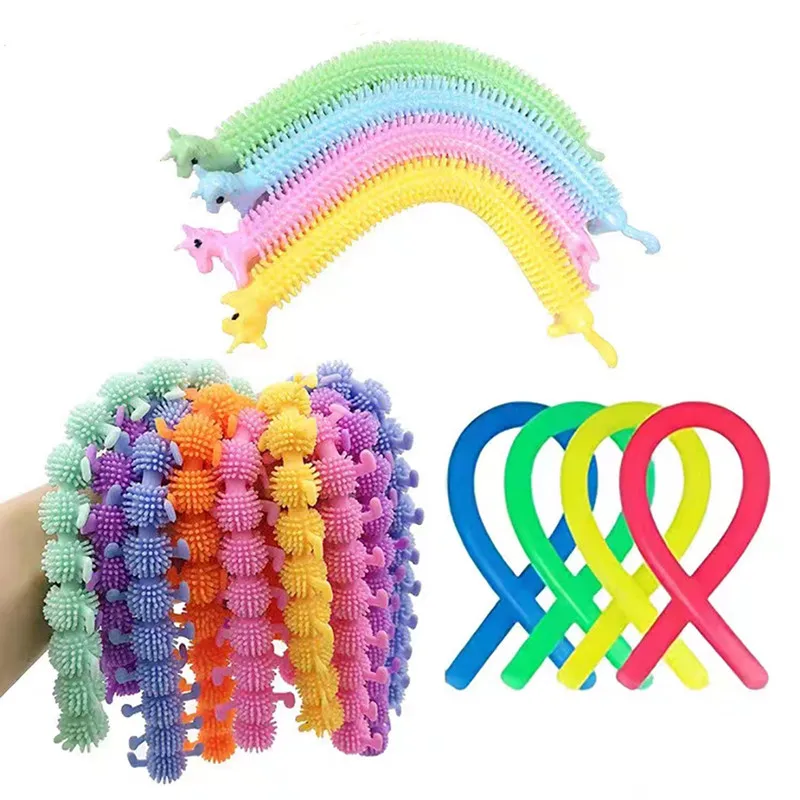 3-6PCS Funny Unicorn Pull Worm Noodle Fidget Toys Stretch String Anti ...