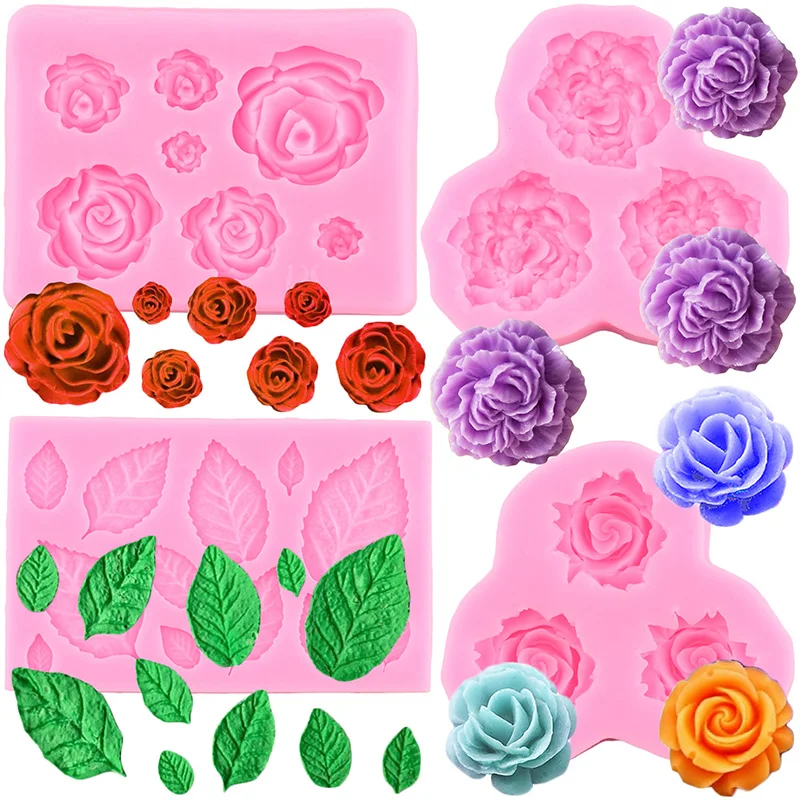 Molde-de-silicona-de-peon-a-de-flor-rosa-herramientas-de-decoraci-n-de ...