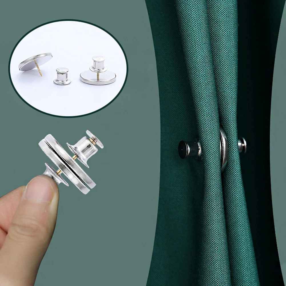 1Pair-Magnetic-Curtain-Button-Room-Accessories-Nail-Free-Button-Window ...